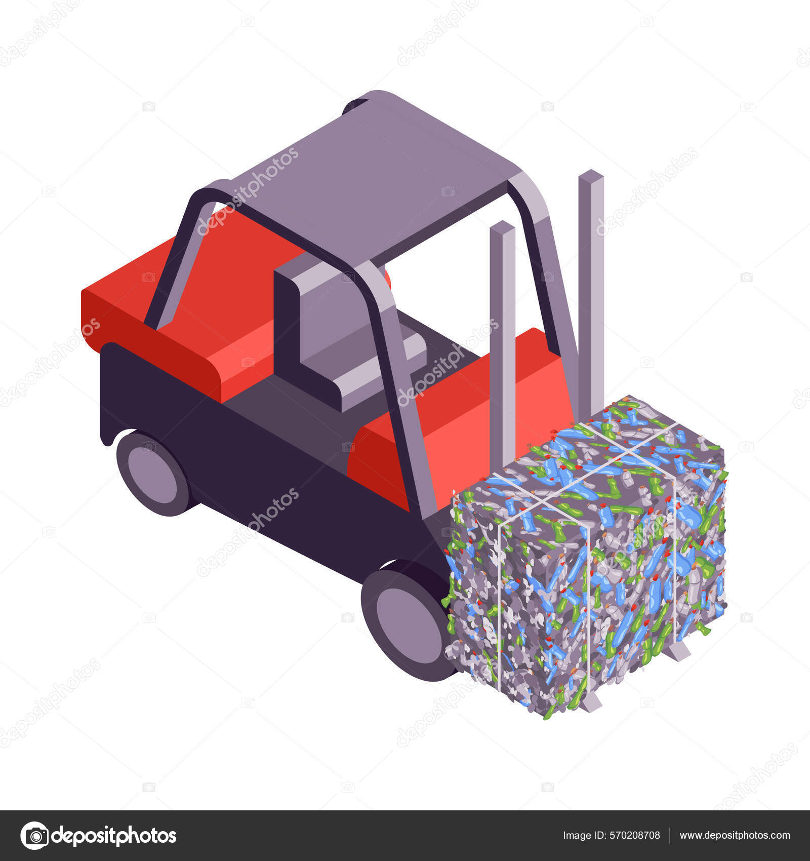Garbage Compressing Forklift Composition Stock Vector by ©macrovector ...
