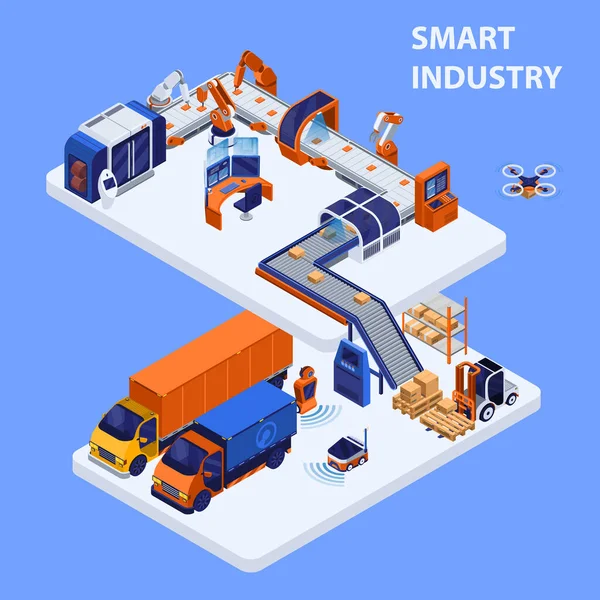 Smart Industry Isometric Concept Stock Vector by ©macrovector 307053174