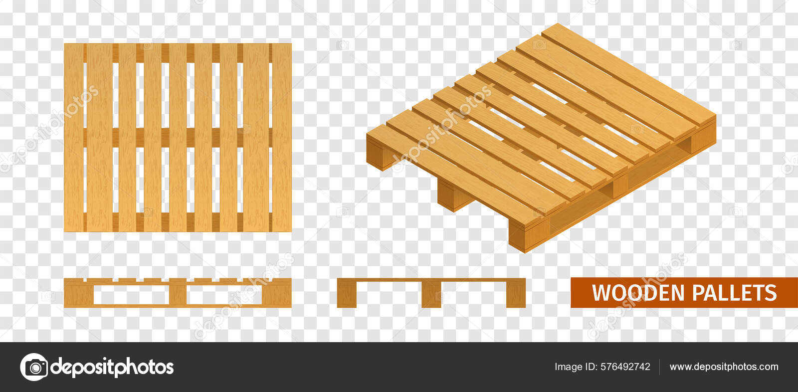Different Side Views Wooden Pallets Transparent Background Isolated ...