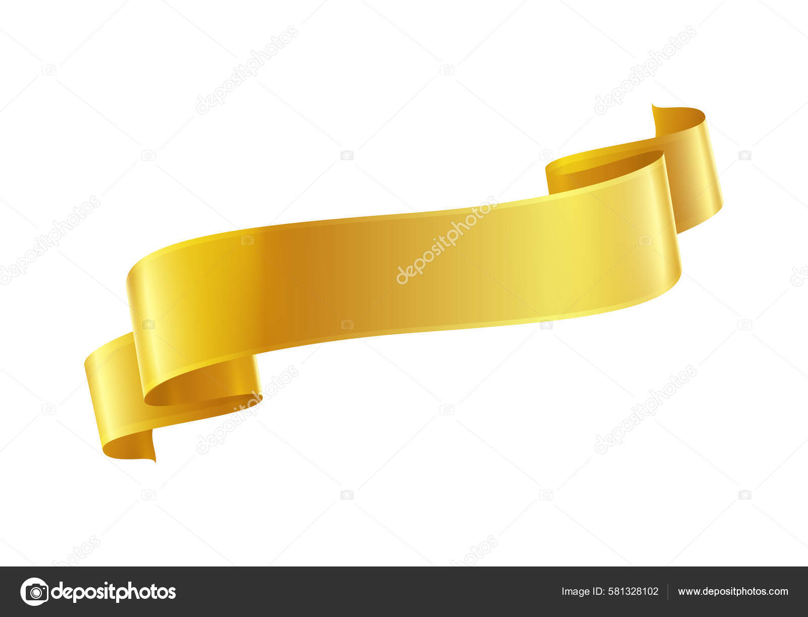 Golden Ribbons Realistic Composition Colourful Isolated Image Festive ...