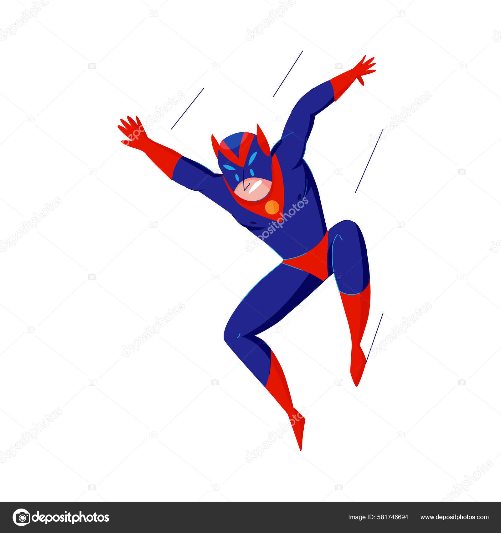 Superhero Poses Composition Isolated Character Colorful Hero Posture ...