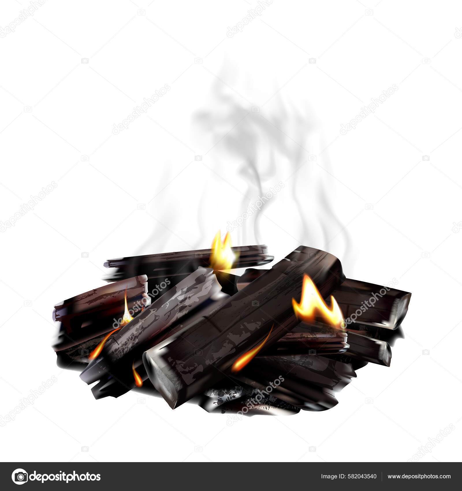 Campfire Phases Realistic Composition Isolated Image Bonfire Burning ...