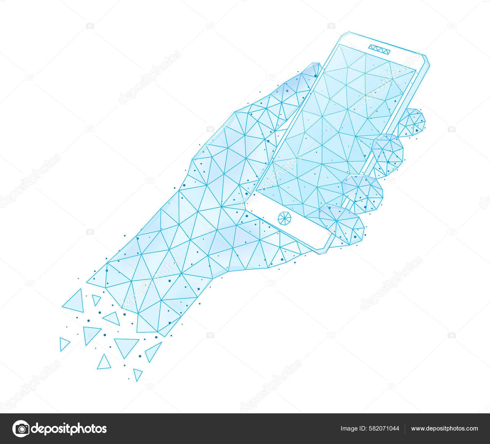 Polygonal Wireframe Hands Composition Isolated Image Human Hand Covered ...