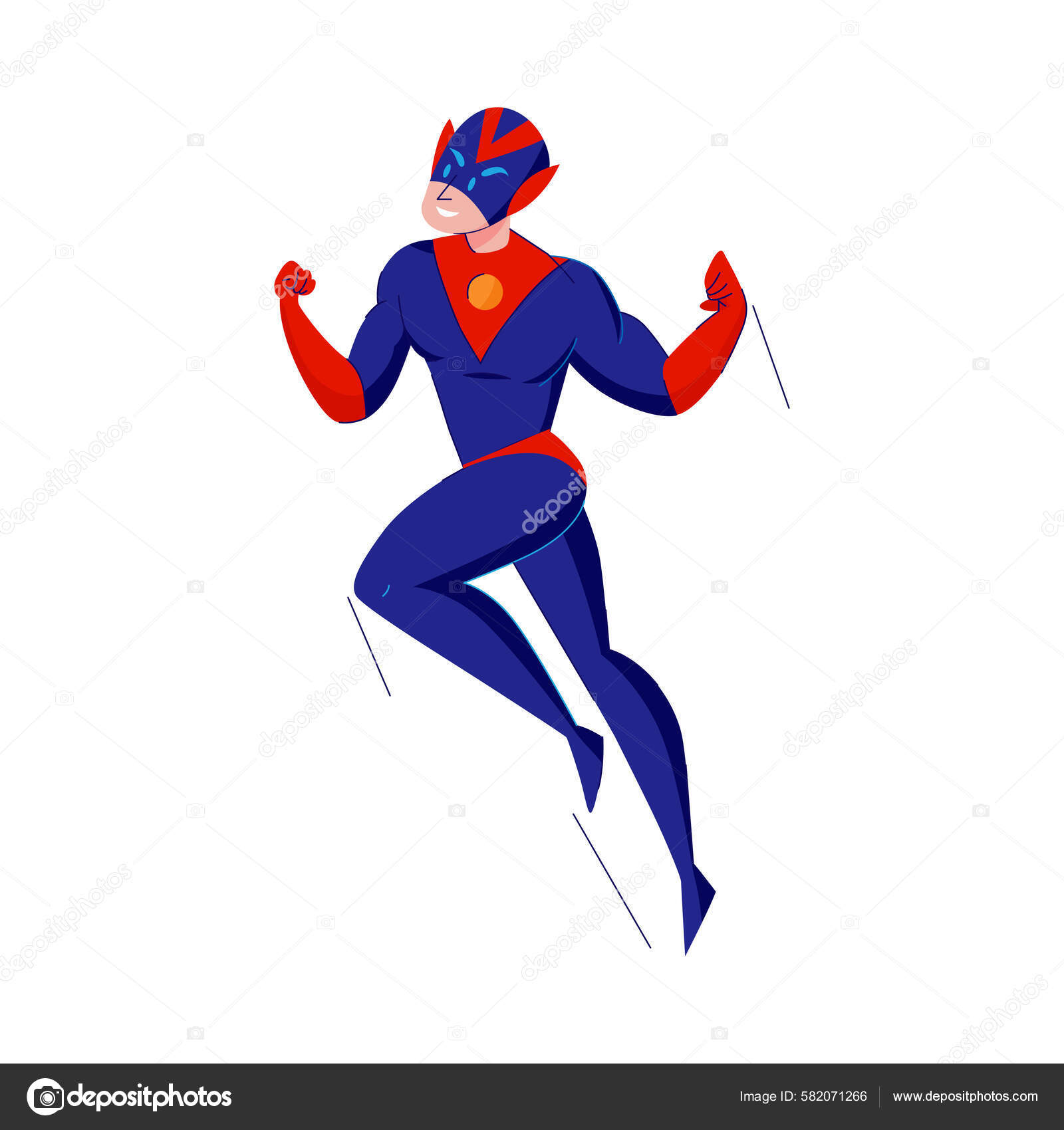 Superhero Poses Composition Isolated Character Colorful Hero Posture ...