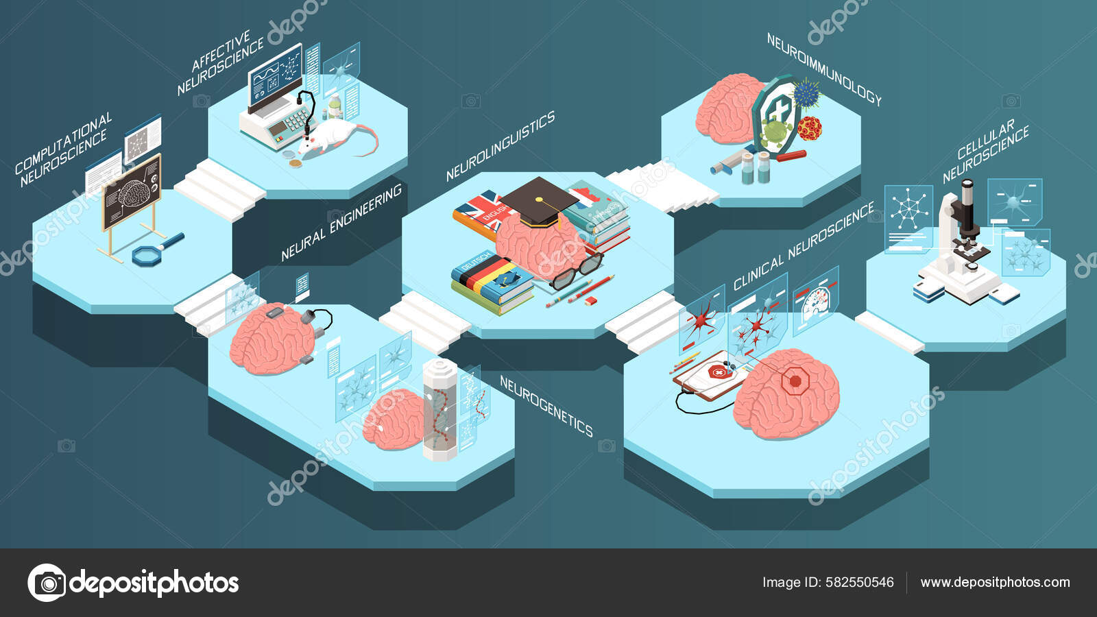 Isometric Composition Branches Neuroscience Laboratory Equipment Vector ...