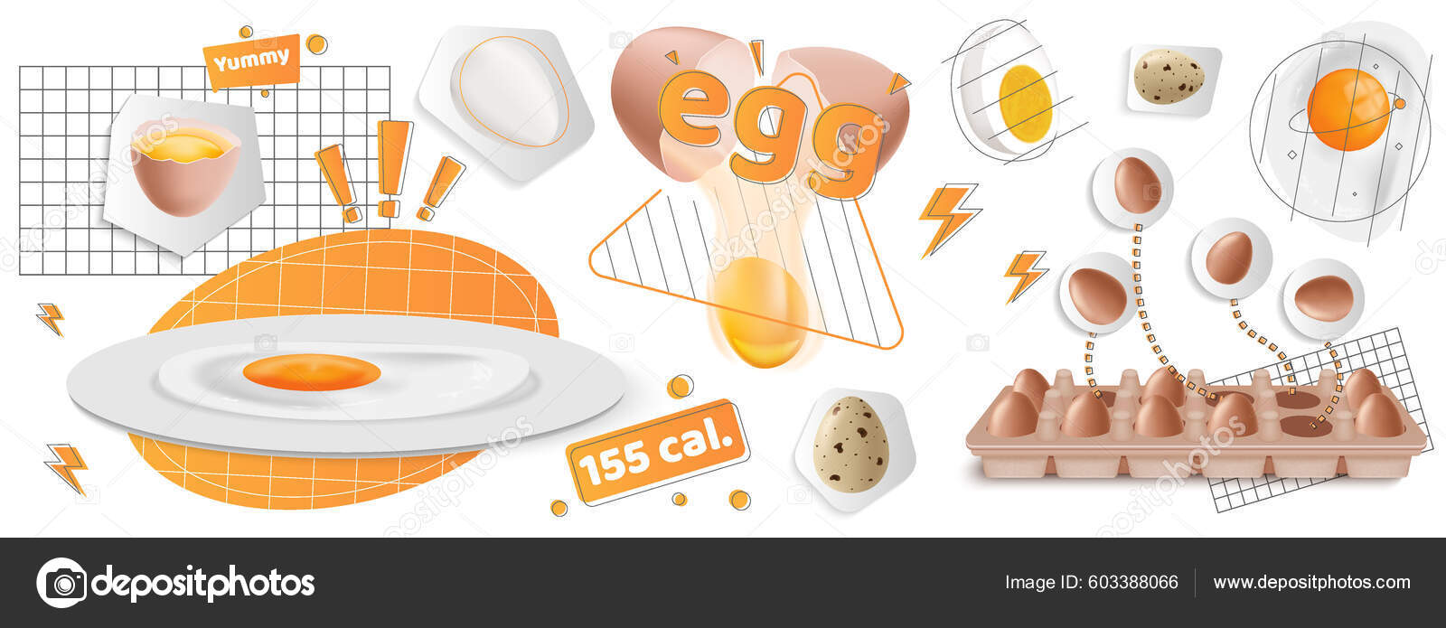 Eggs Cook Realistic Collage Composition Abstract Pics Eggs Form Planets ...