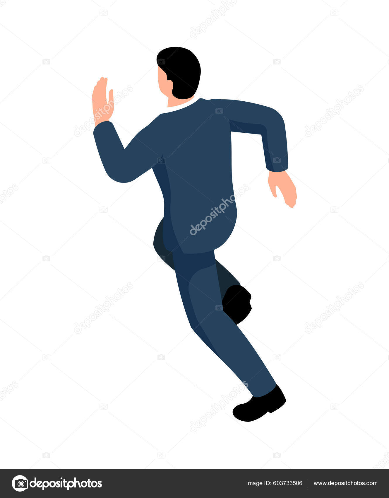 Isometric Running Businessman Suit Back View Vector Illustration Stock ...