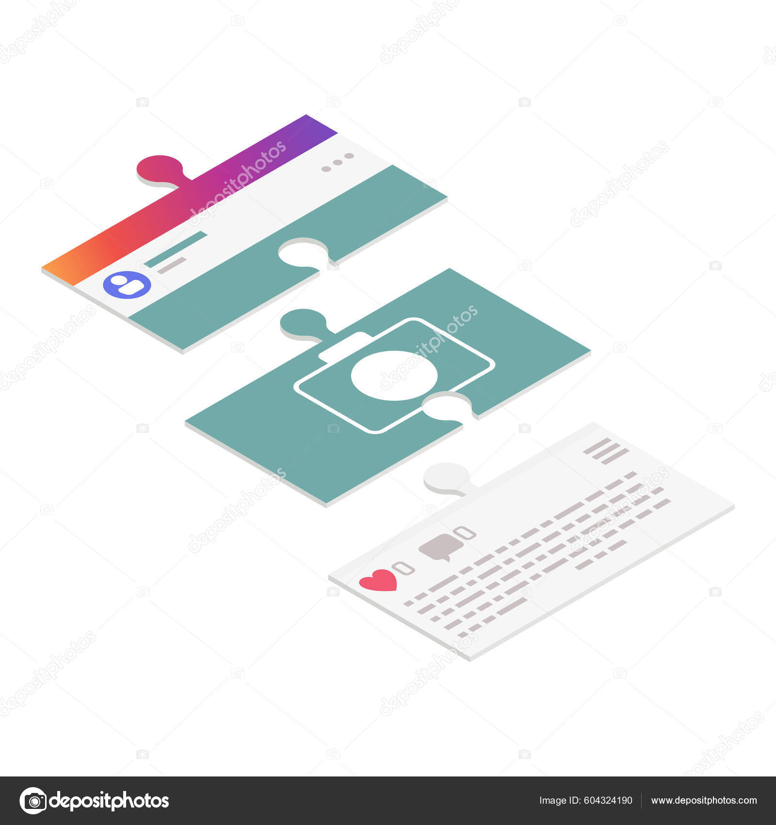 Isometric Mobile App Development Concept Interface Jigsaw Puzzle Vector ...