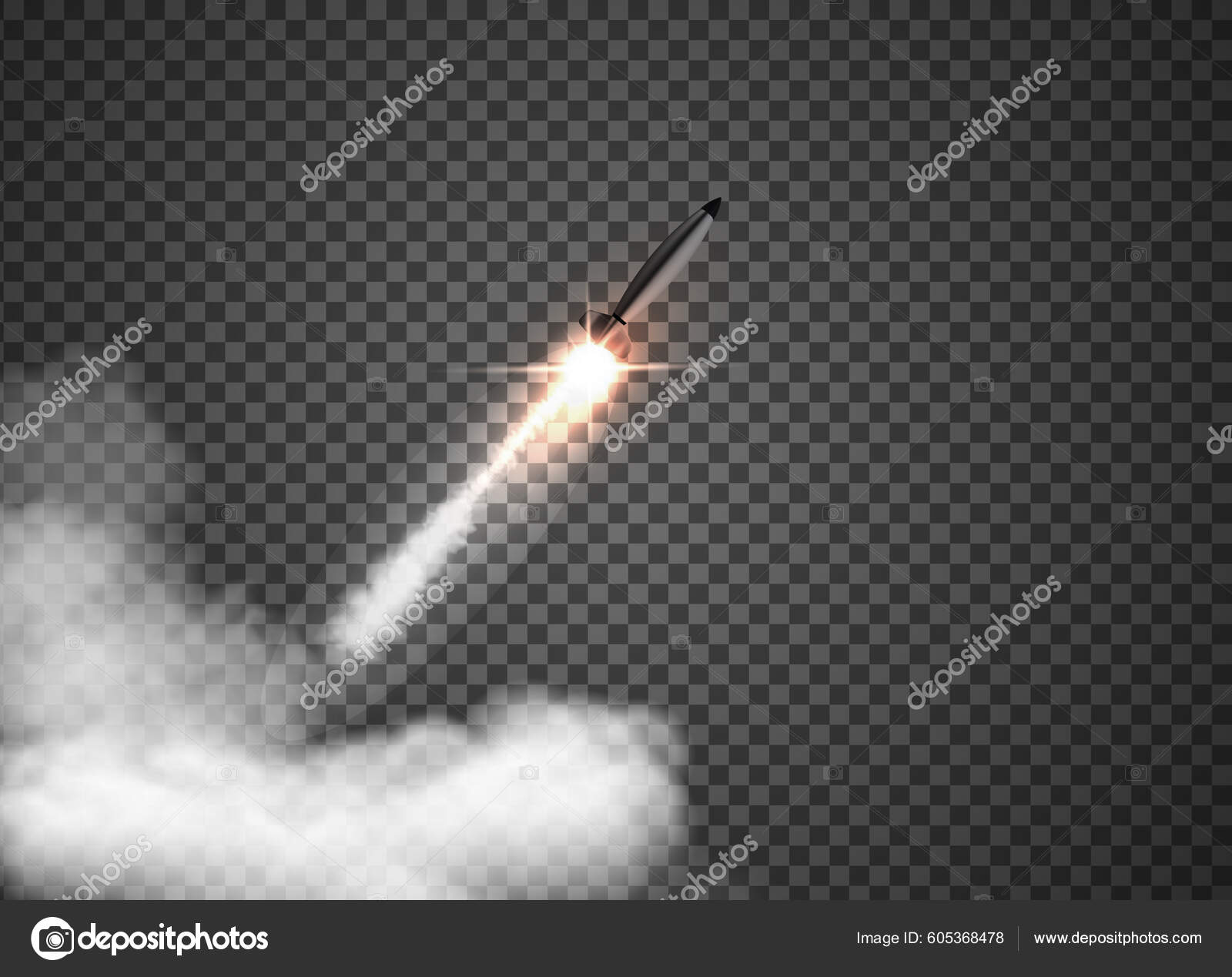 Launched Missile Leaving Smoke Contrail Realistic Composition ...