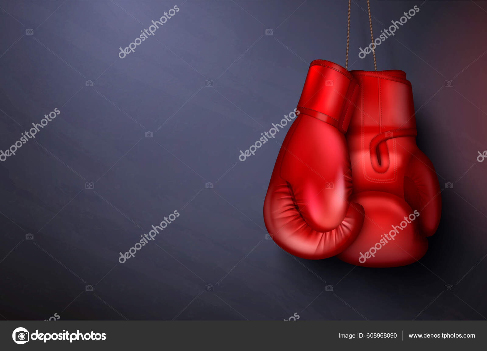 Hanging Boxing Gloves Black Background