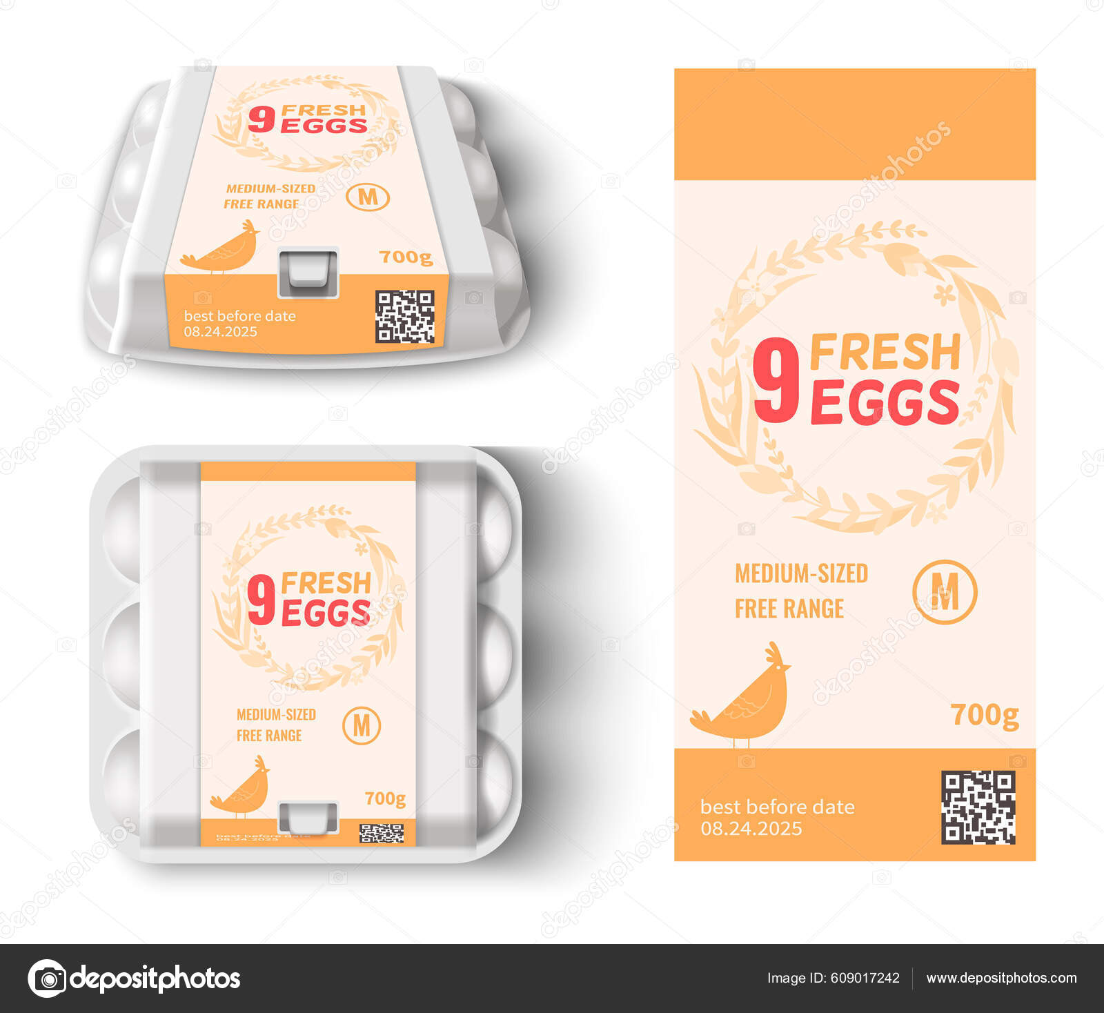 Mockup Paket Telur Ayam Dan Templat Label Diisolasi Terhadap Ilustrasi ...