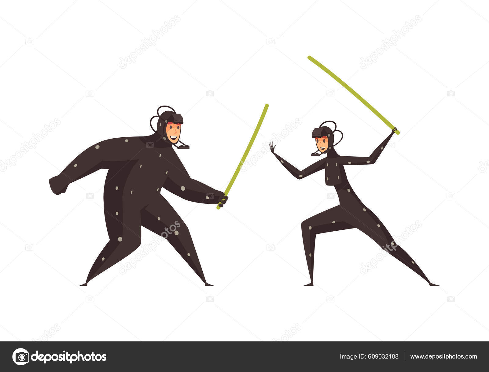 Cartoon Film Shooting Scene Two Actors Fighting Special Costumes Vector ...