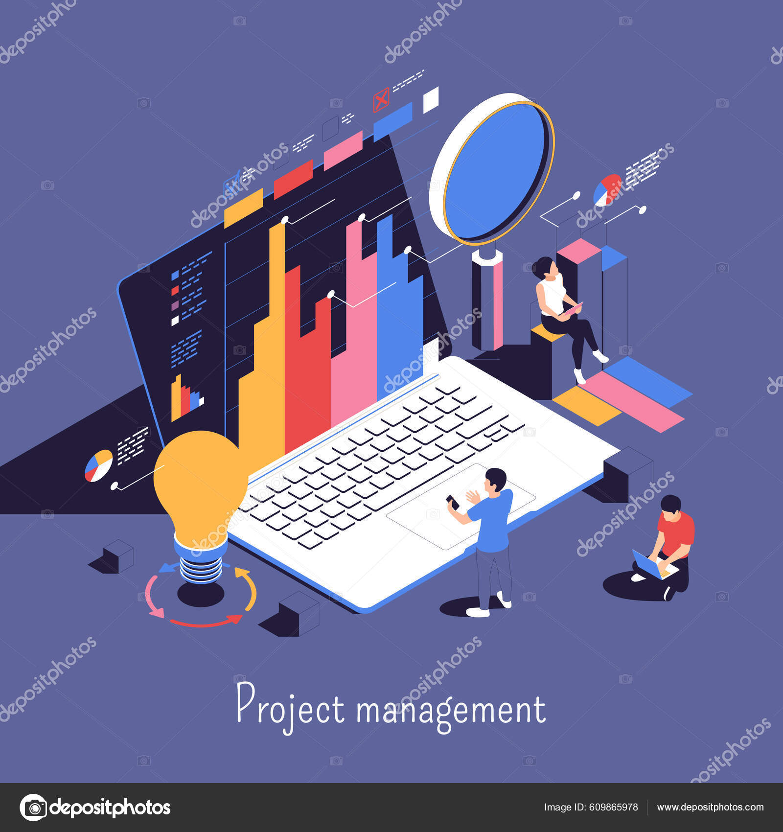 Project Management Design Concept Symbolizing Analysis Solving Problems ...
