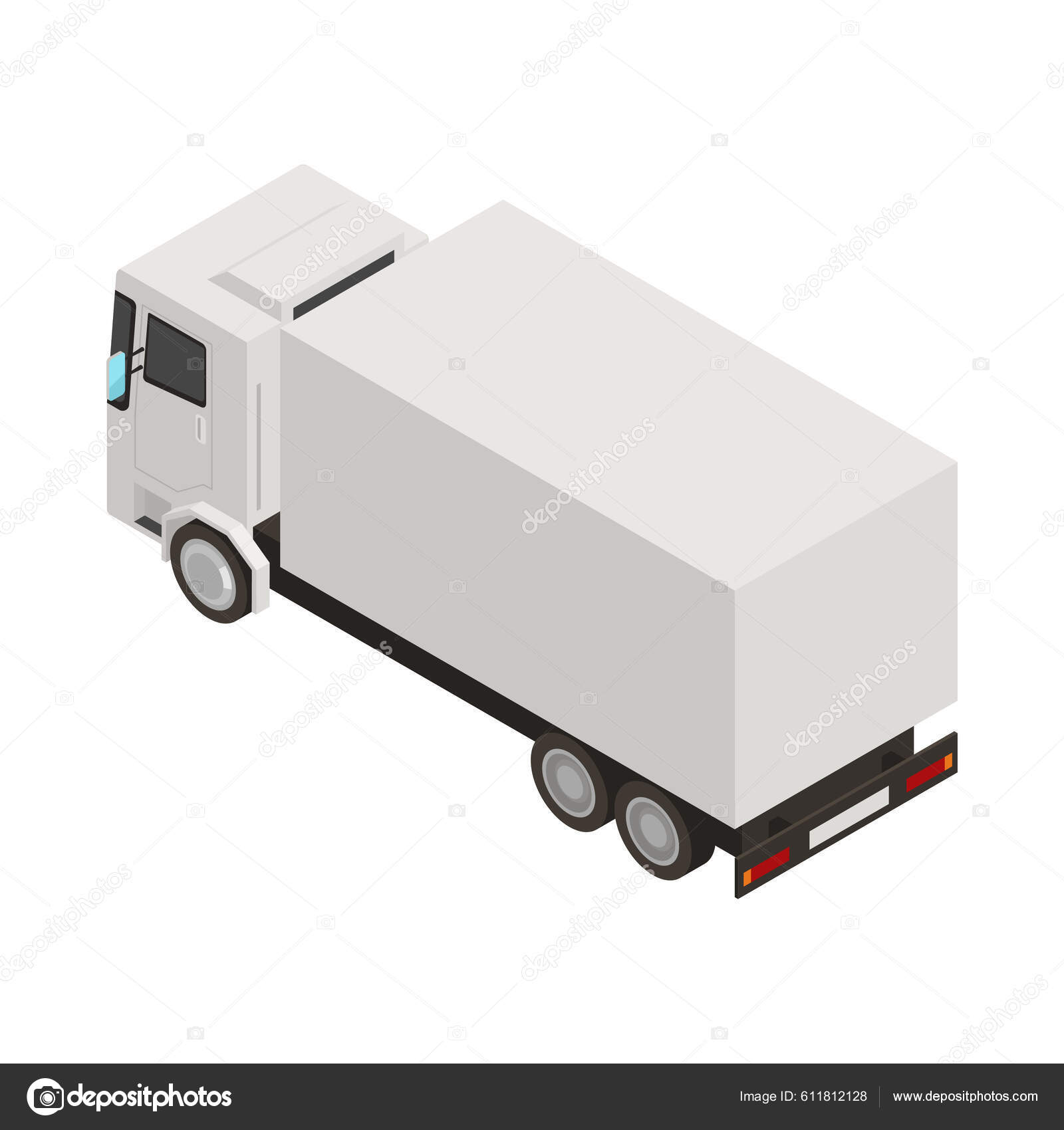 White Delivery Truck Isometric Icon Back View Vector Illustration Stock ...