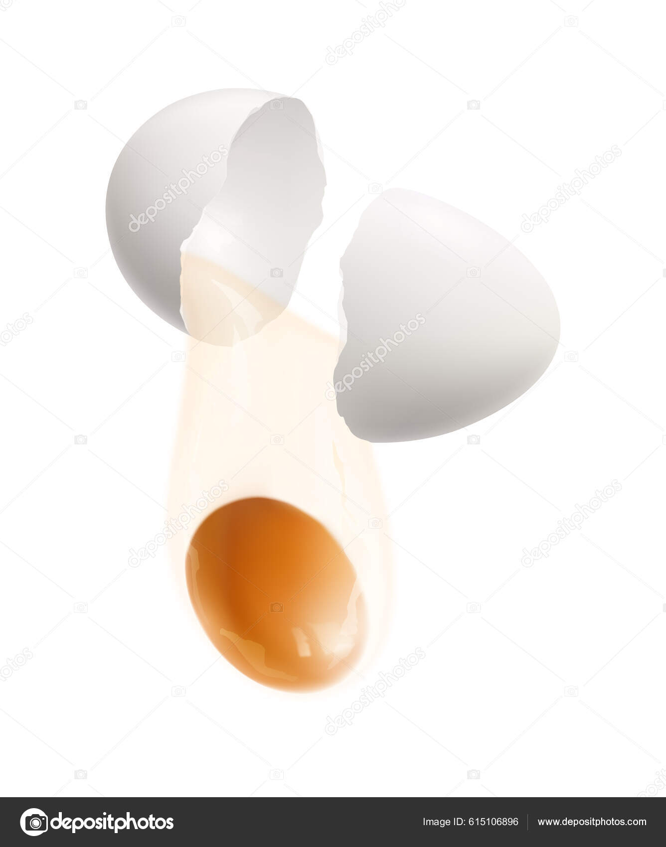 Ovo Rachado Realista Com Ilustração Vetorial Gema Vetor de ©macrovector ...