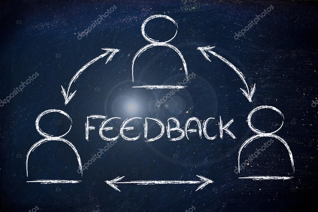Feedback process, design with group of people interacting — Stock Photo ...