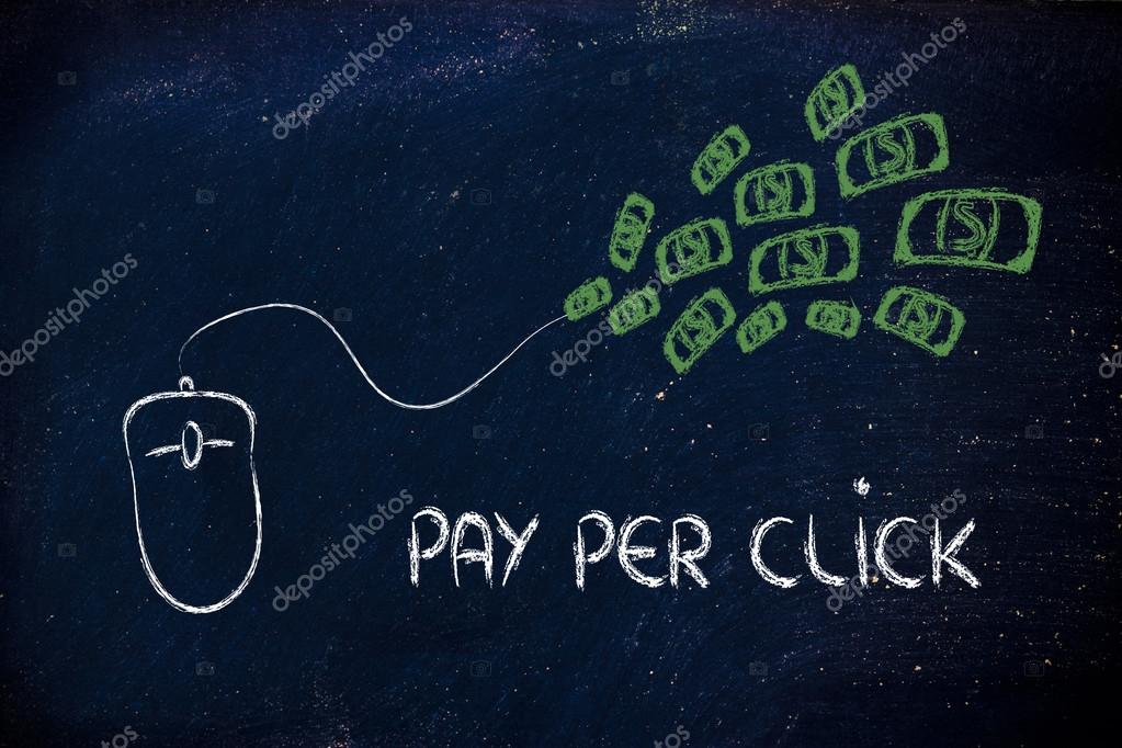 Computer mouse: concept of pay per click and click-through rate Stock ...