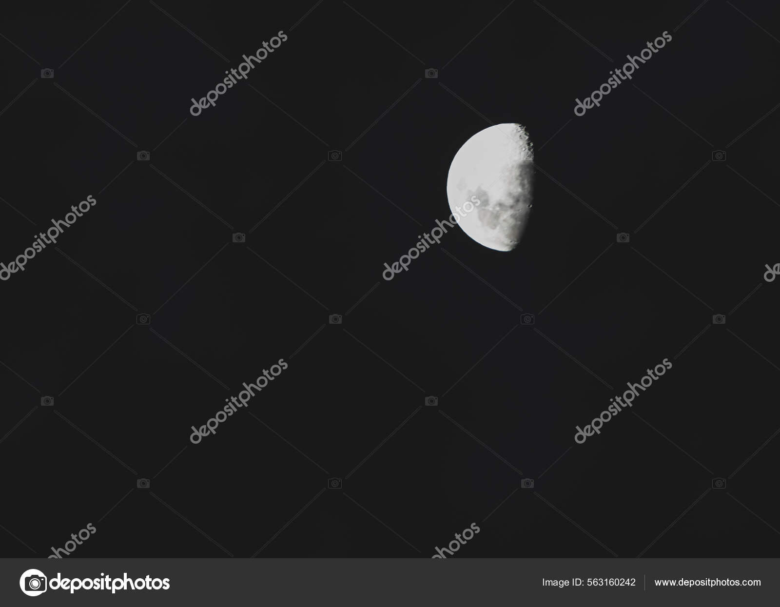 Half Moon Night Sky Shot Telephoto Lens Faded Black Tones — Stock Photo ...