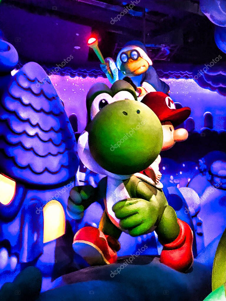 OSAKA, JAPÓN - 10 de abril de 2021: Paisajes en Yoshi 's Adventure, una ...