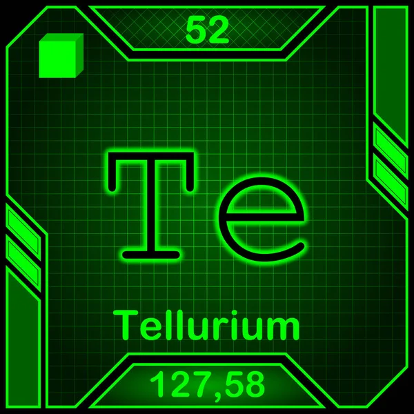 neon periodic table of element symbol 052 Te Tellurium 2024