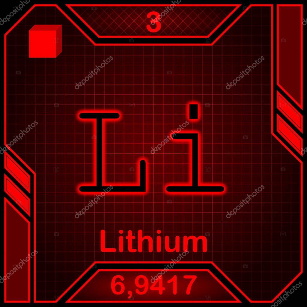 neon periodic table of element symbol 003 Li Lithium 2024