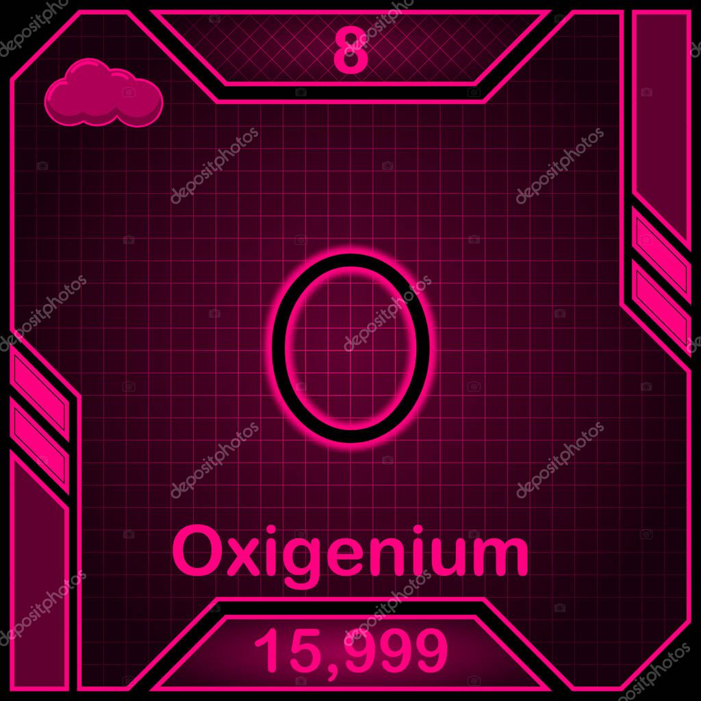 neon periodic table of element symbol 008 O Oxygenium 2022
