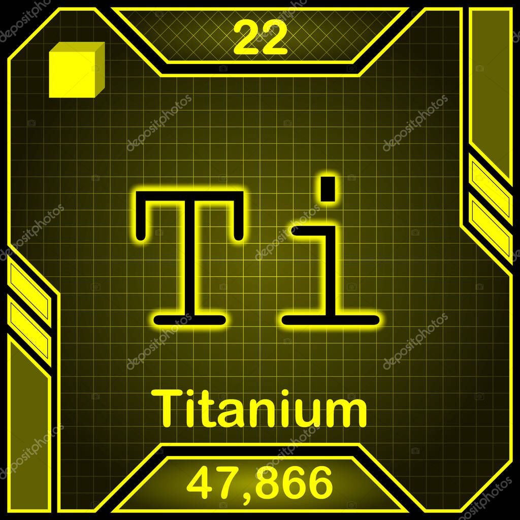 neon periodic table of element symbol 022 Ti Titanium 2024