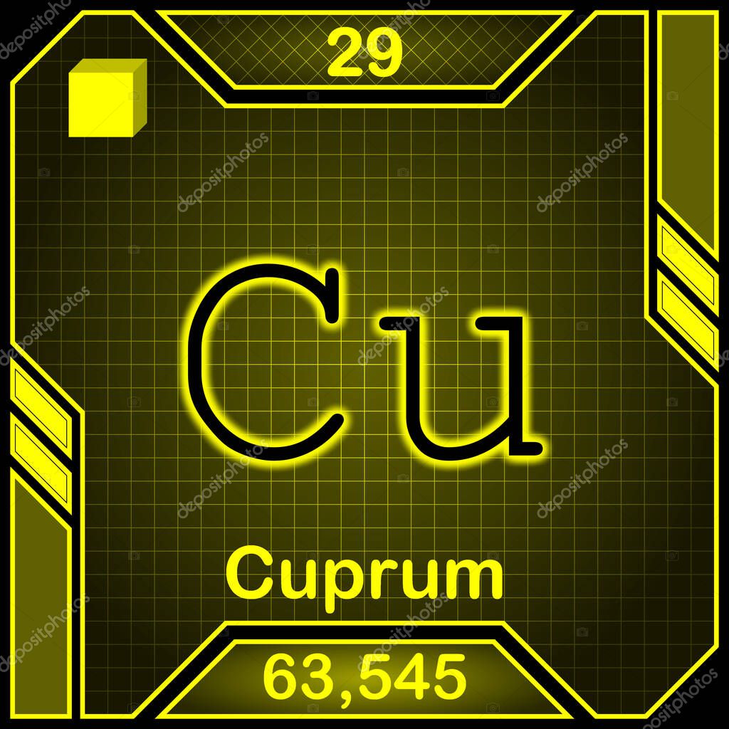 neon periodic table of element symbol 029 Cu Cuprum 2022