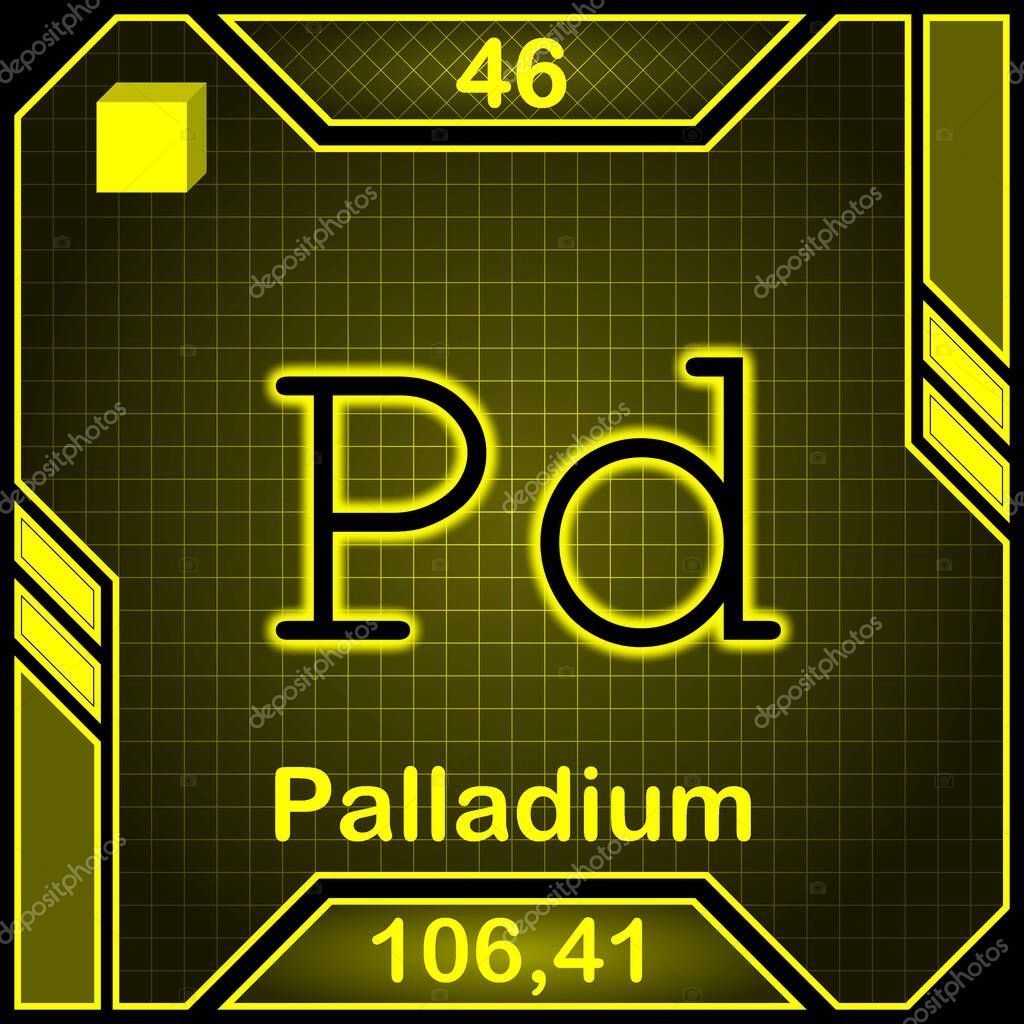 neon periodic table of element symbol 046 Pd Palladium 2024