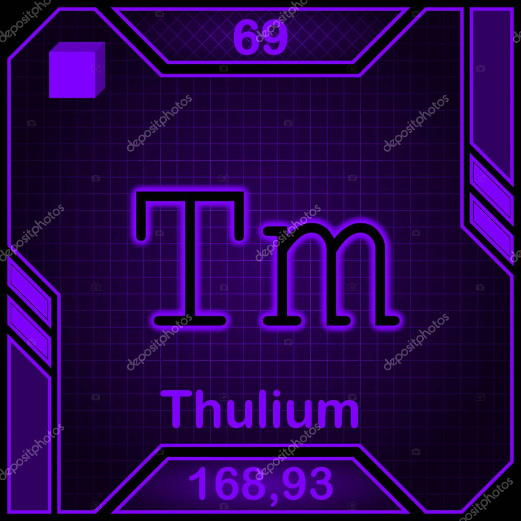 neon periodic table of element symbol 069 Tm Thulium 2022