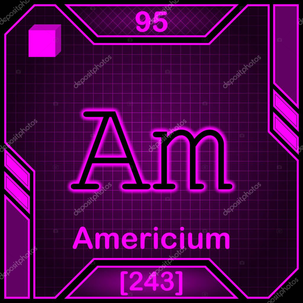 neon periodic table of element symbol 095 Am Americium 2022