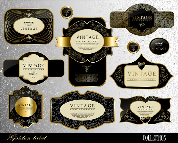 Black gold labels Vector Art Stock Images | Depositphotos