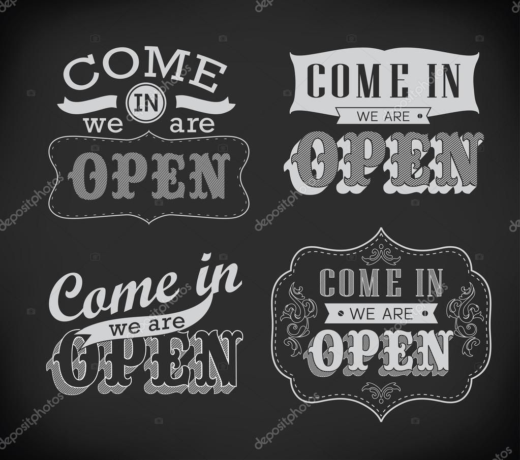 Open And Closed Vintage Retro Signs Stock Illustration