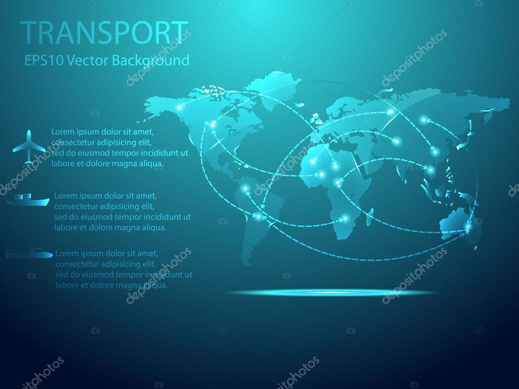Abstract Transport with World map Background Vector Illustration Stock ...