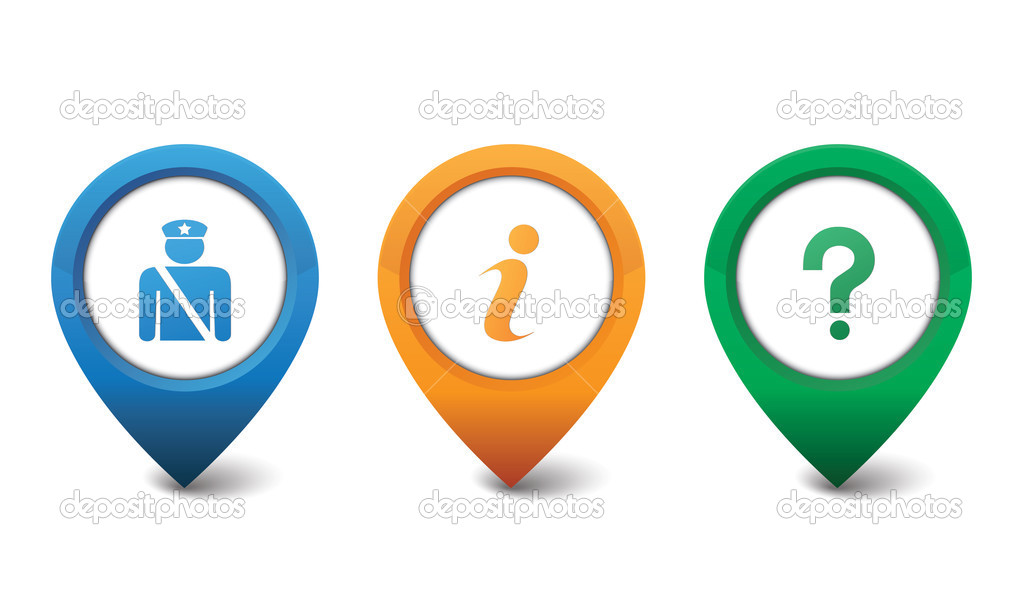 Policía, información, iconos del signo de interrogación 2024