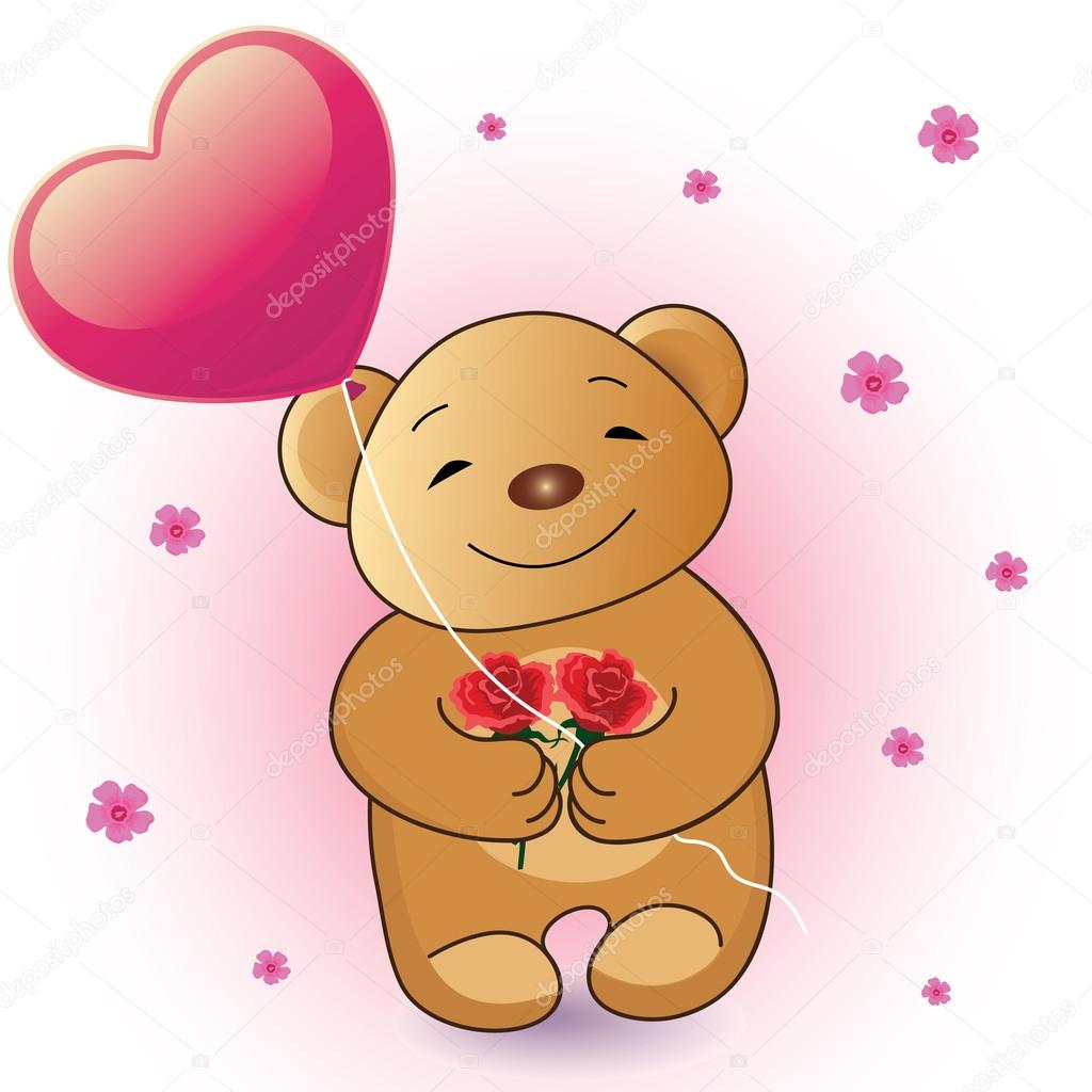 Romantic Teddy Bear Vector Illustration — Stock Vector © Fjono 36349907