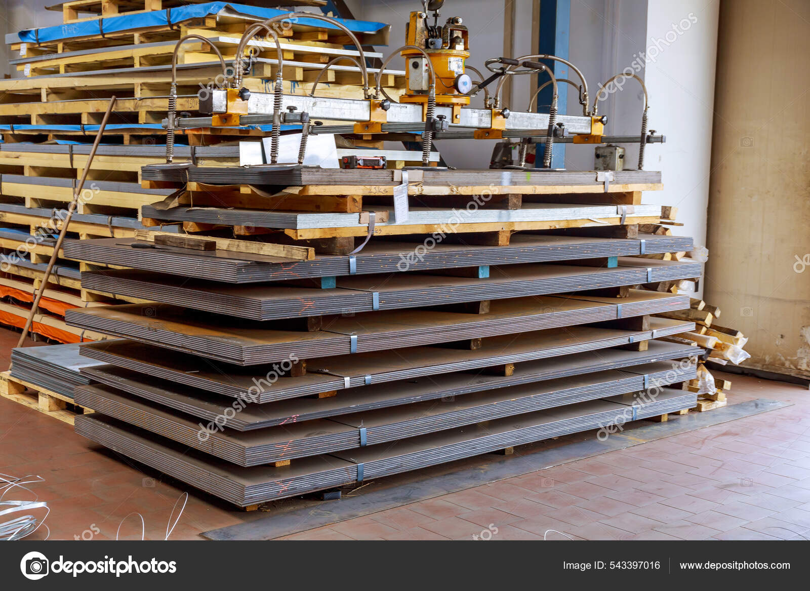 Steel Sheets Warehouse Rolled Metal Product Many Pallets Sheet Metal ...