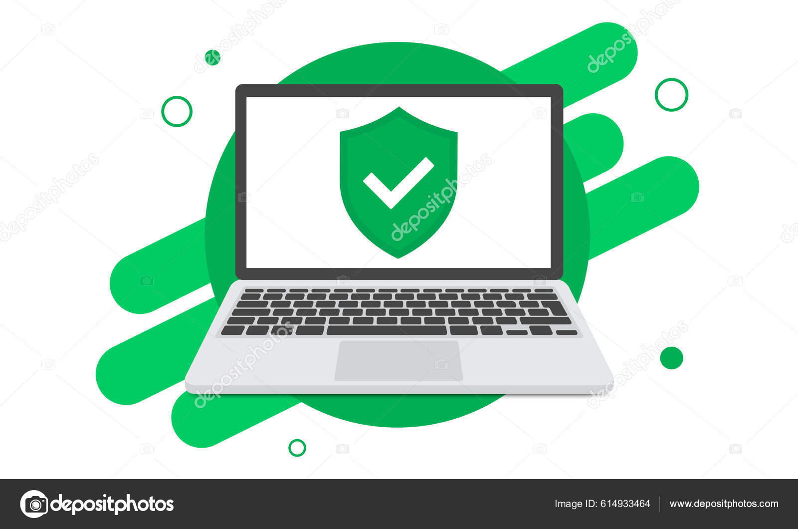 Laptop Check Mark Window Flat Design Mockup Shield Check Mark Stock ...
