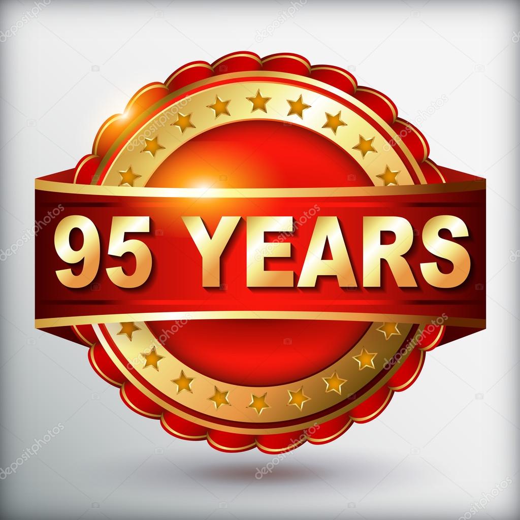 95 years anniversary golden label — Stock Vector © GalaStudio #36098217