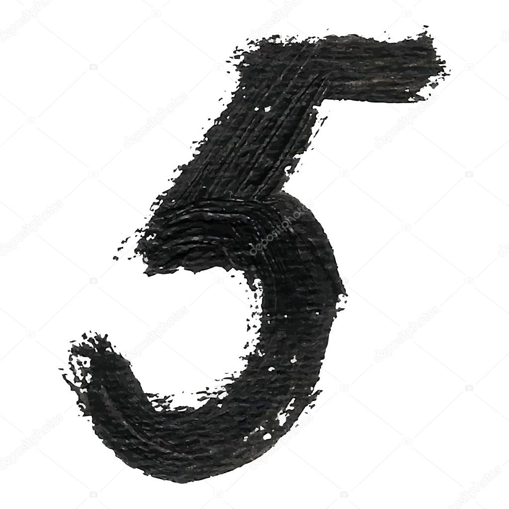 5 - Black handwritten number on white background. Stock Vector Image by ...