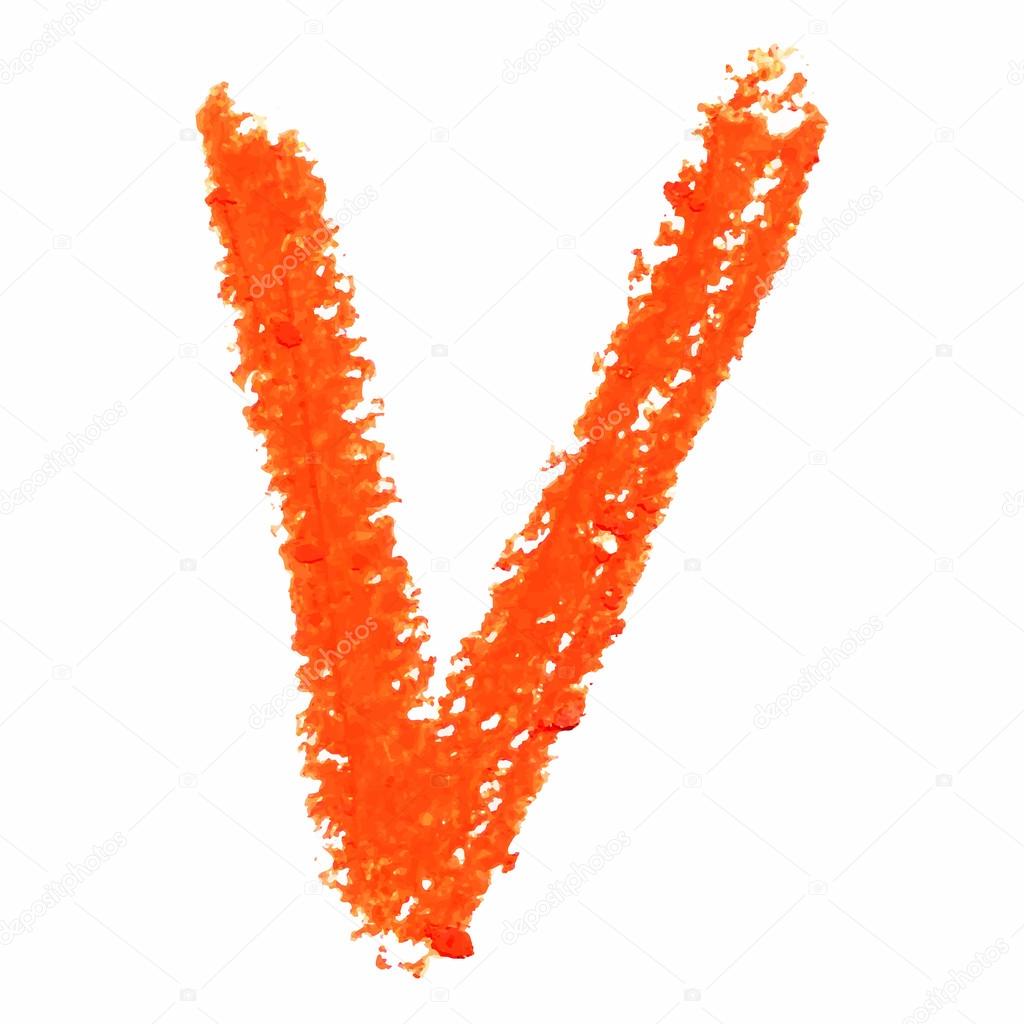 V - Orange handwritten letters on white background. Stock Vector by ...