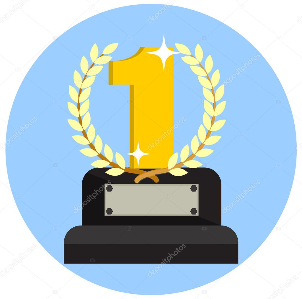Trofeo de la copa, primer lugar, figura plana — Vector stock © ADE2010 ...