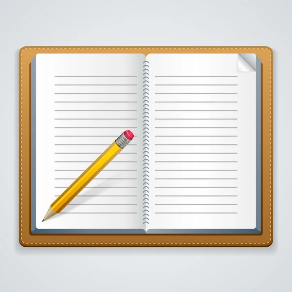 Libreta Y Lápiz Sobre Fondo Blanco — Archivo Imágenes Vectoriales