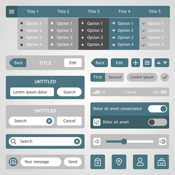 Flat icons and ui web elements for mobile app and website design ...