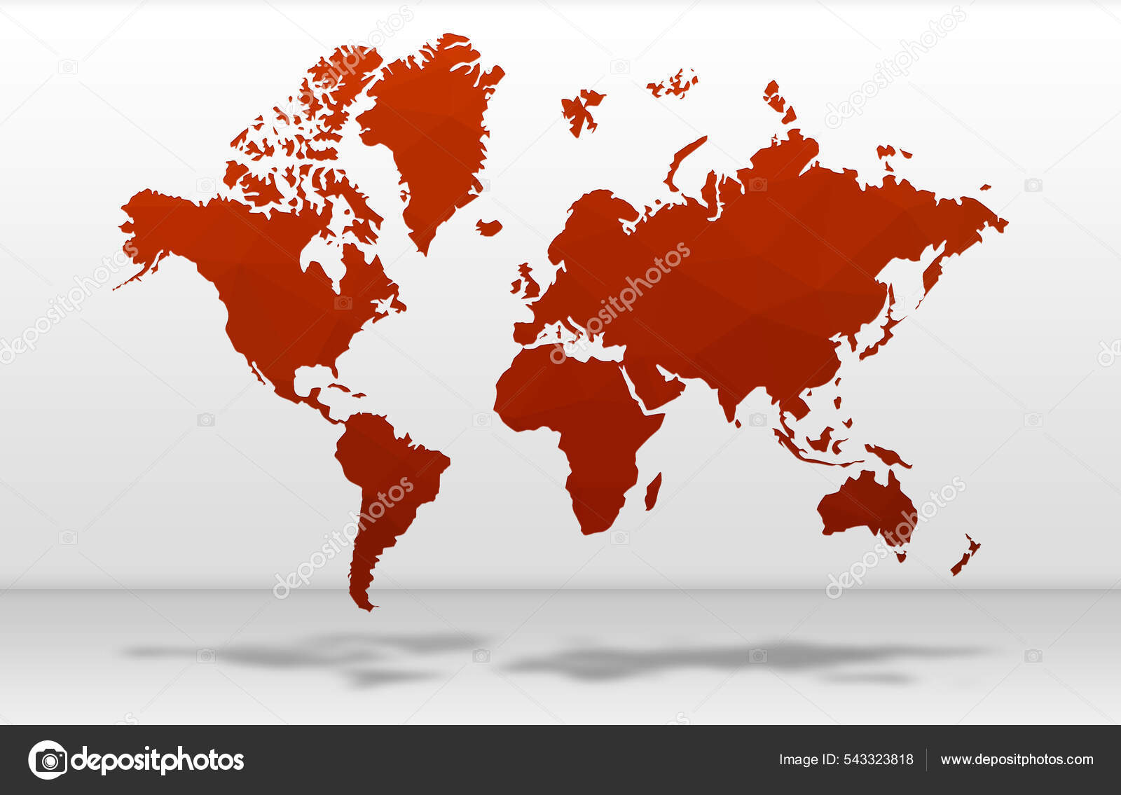 Red World Map White Wall Background — Stock Photo © Lukbar #543323818