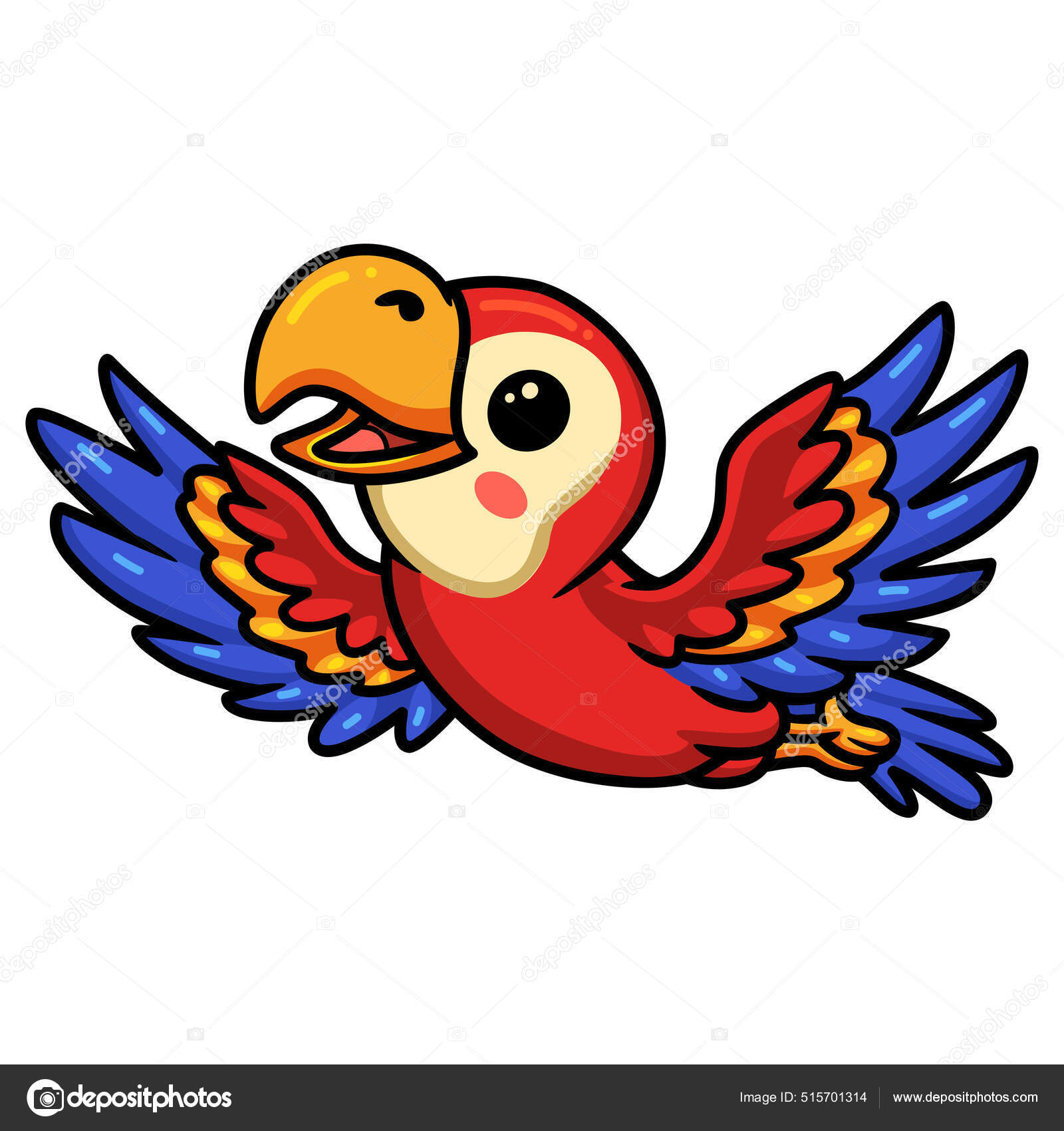 Cartoon Parrot Flying