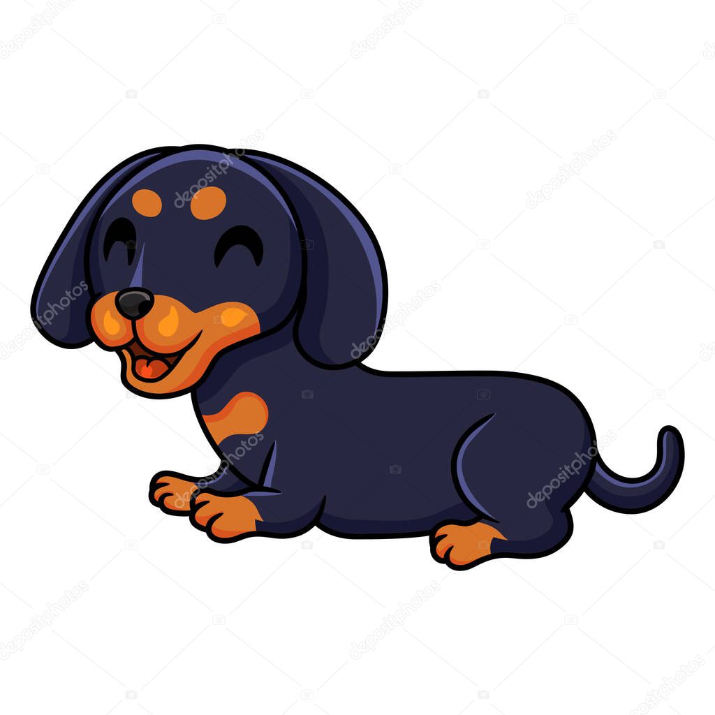 Ilustración vectorial de lindo perro dashund de dibujos animados ...