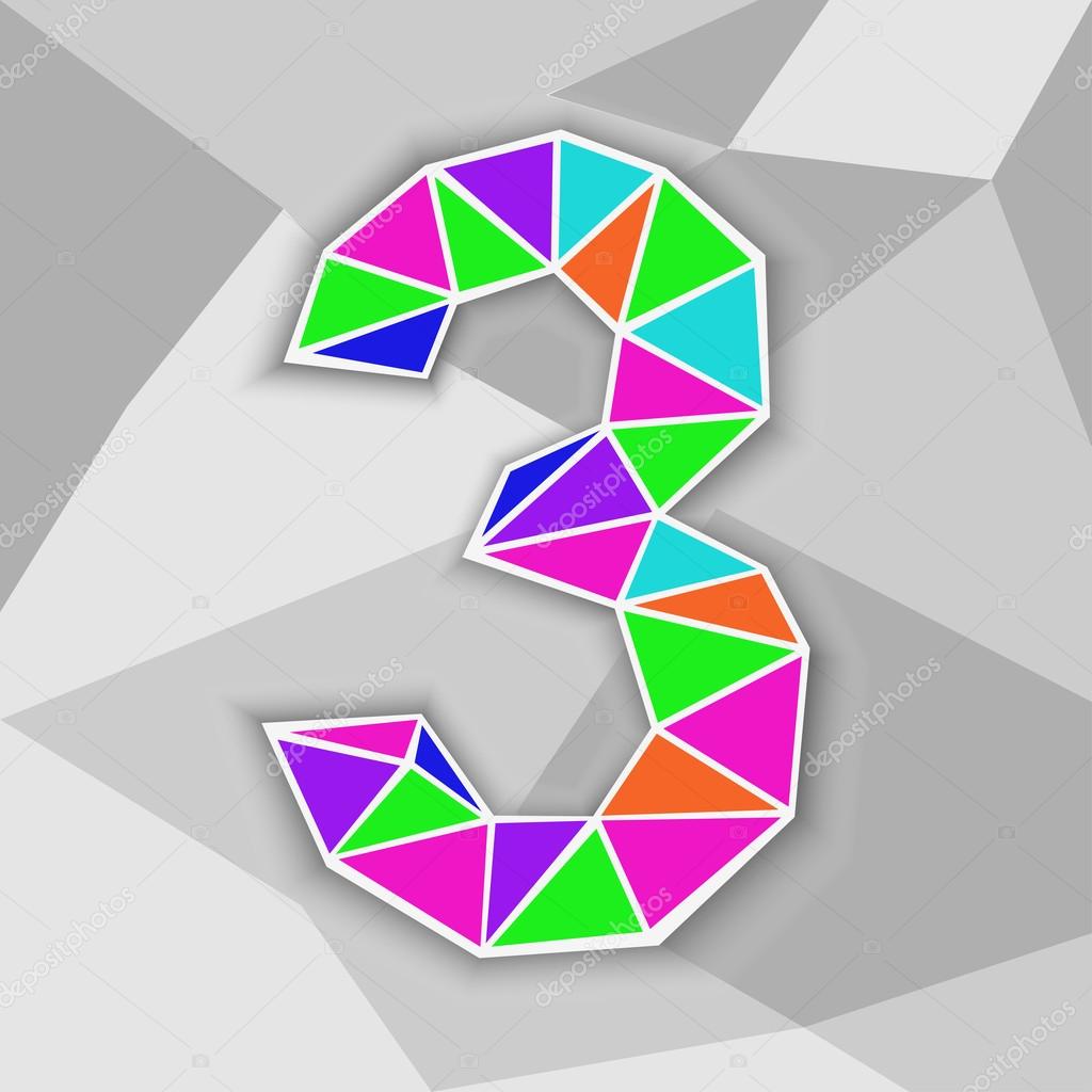 Colorful number 3. Figure of geometric shapes. — Stock Vector ...