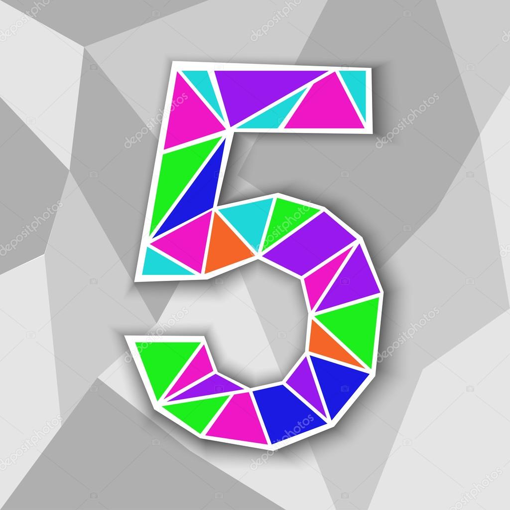 Colorful number 5. Figure of geometric shapes. — Stock Vector ...