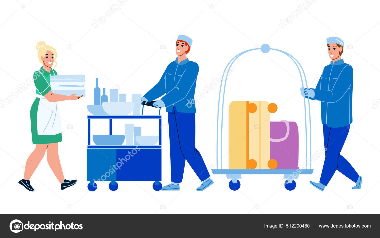 Hotel Room Service Servicing Client Set Vector Stock Illustration by ...